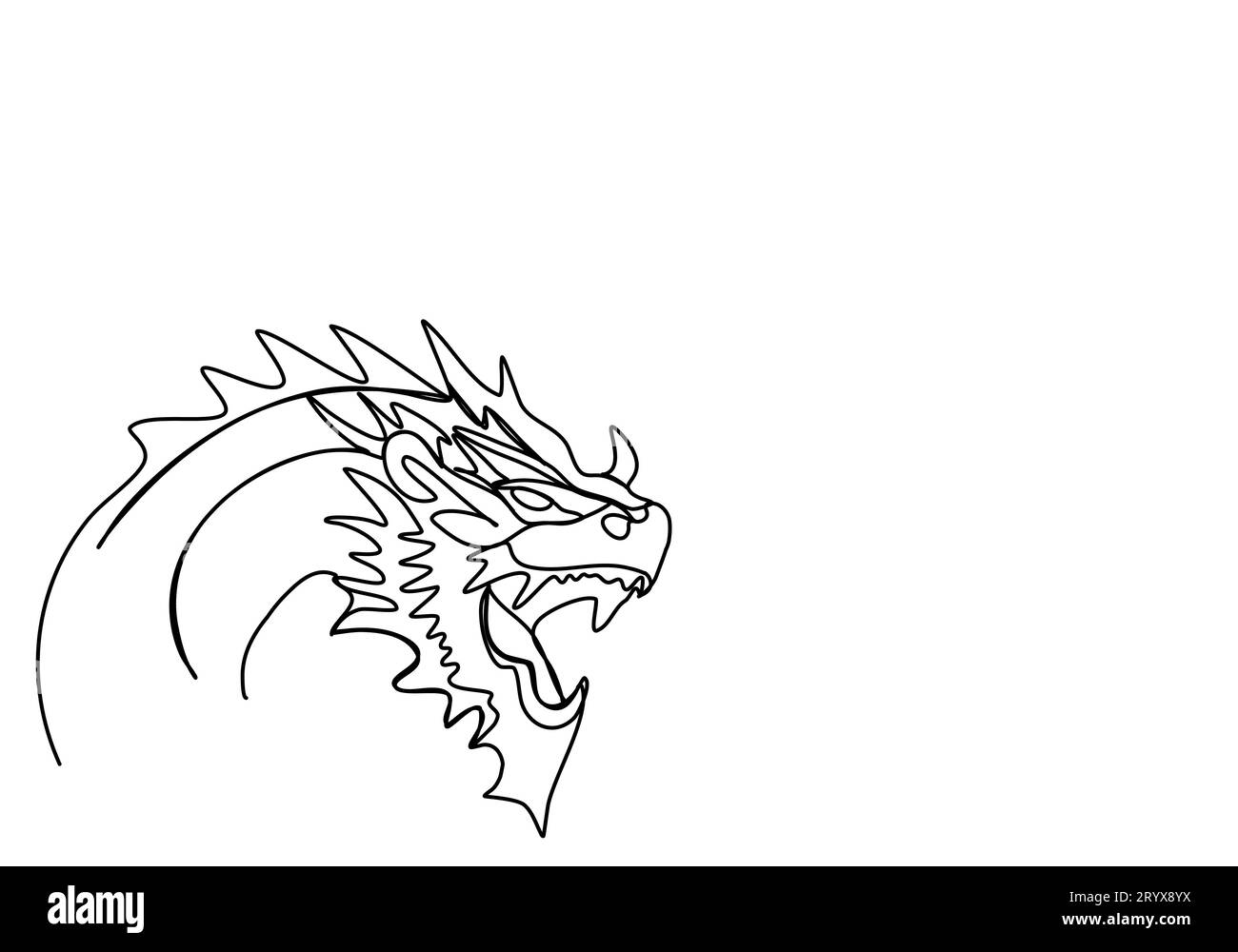 Dragon one line drawing, vector illustration Stock Vector Image & Art ...
