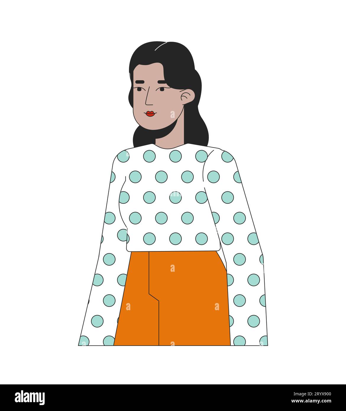 Beautiful middle eastern adult woman posing 2D linear cartoon character ...