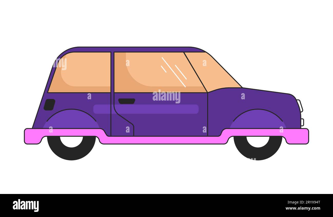 Retro car with fender skirts 2D linear cartoon object Stock Vector ...
