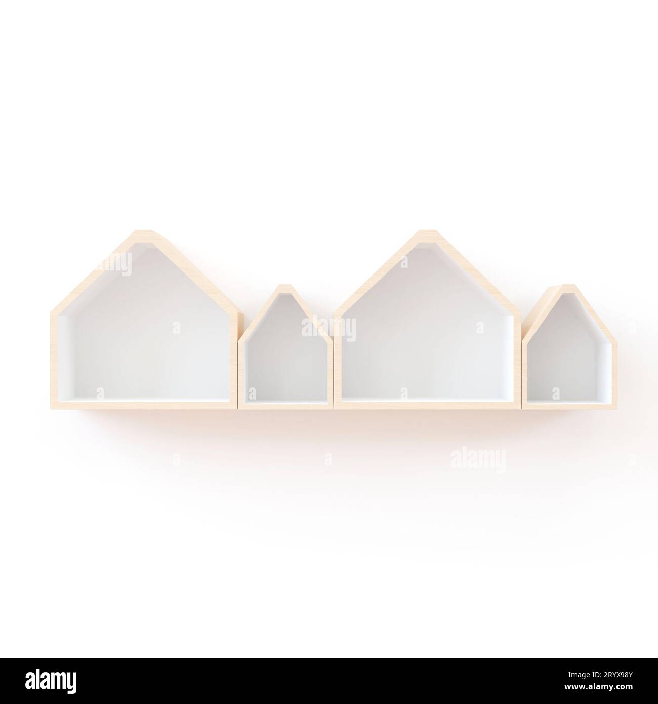 Wooden Hexagon shelf copy space for mock up Stock Photo - Alamy