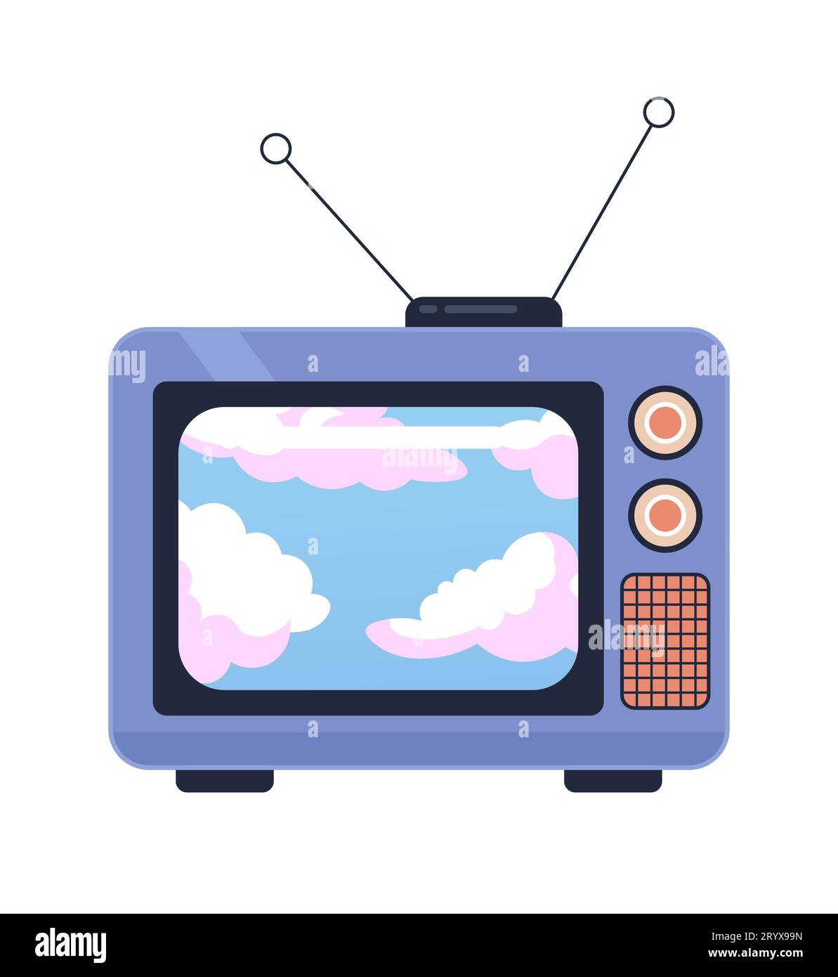 Heaven cloudscape on vintage tv 2D cartoon object Stock Vector Image ...