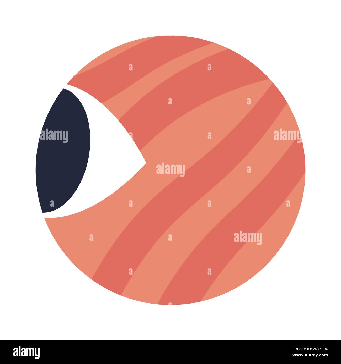 Striped alien planet looking sideways 2D cartoon conceptual object ...