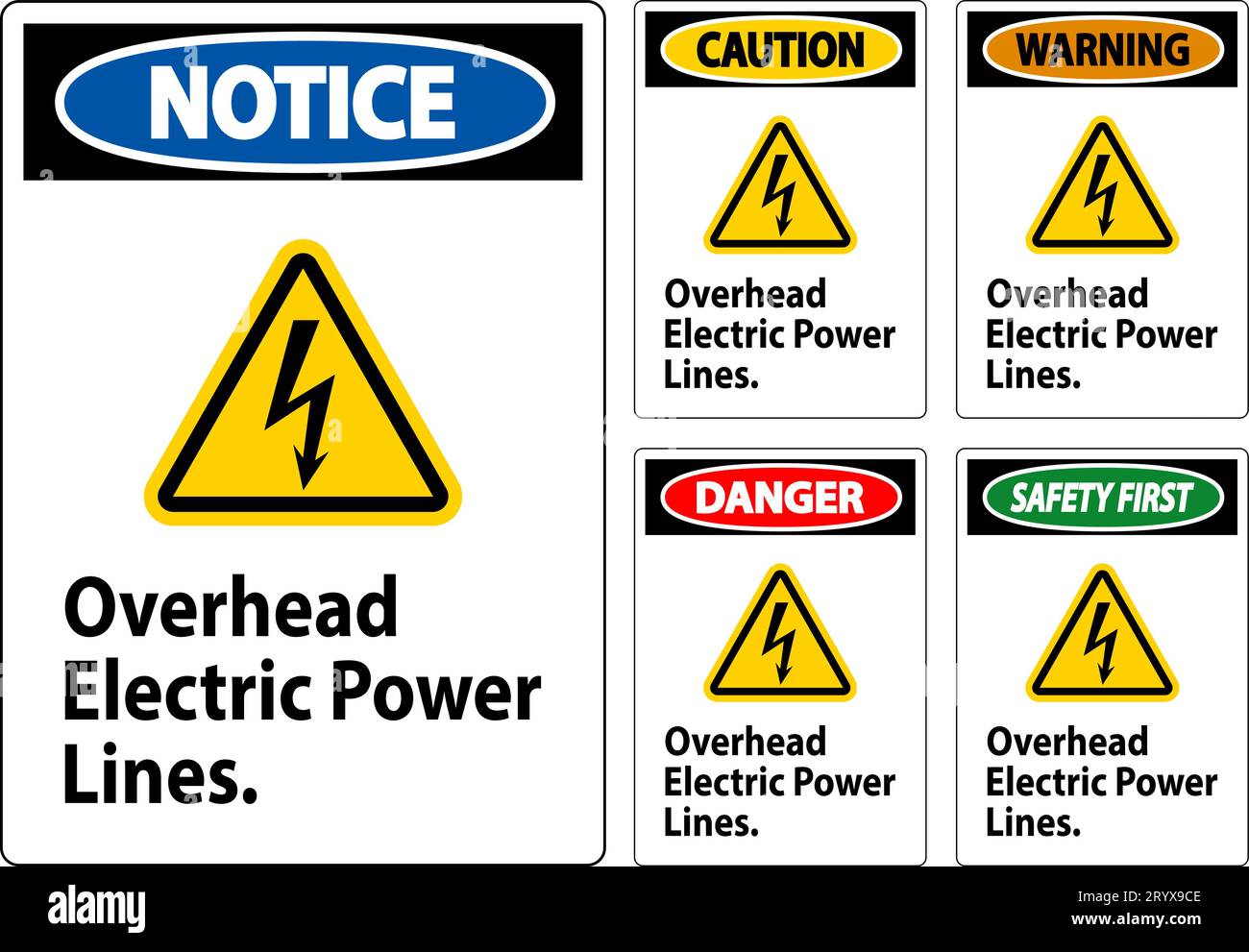 Danger Sign Overhead Electric Power Lines Stock Vector Image & Art - Alamy