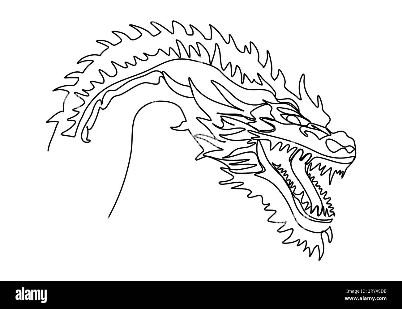 Dragon one line drawing, vector illustration Stock Vector Image & Art ...