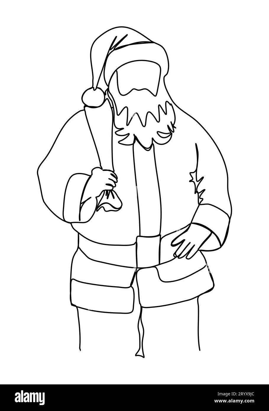 Santa Claus one line drawing, vector illustration Stock Vector Image ...