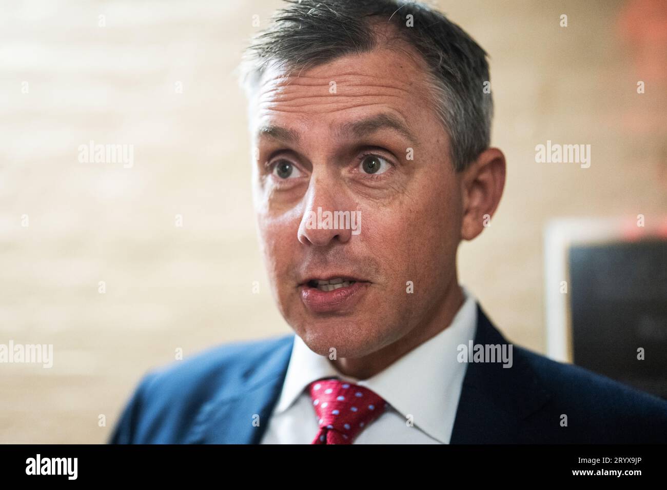 UNITED STATES - SEPTEMBER 27: Rep. Kelly Armstrong, R-N.D., talks with ...