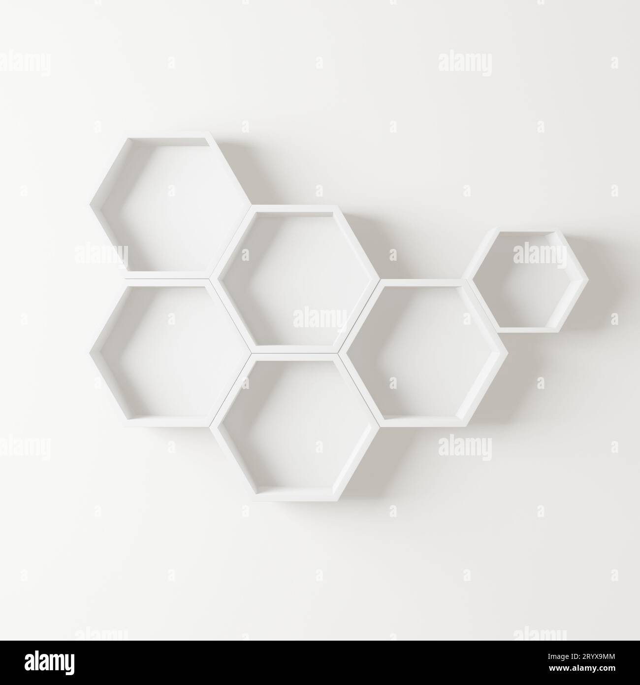 White Hexagon shelf copy space for mock up Stock Photo - Alamy