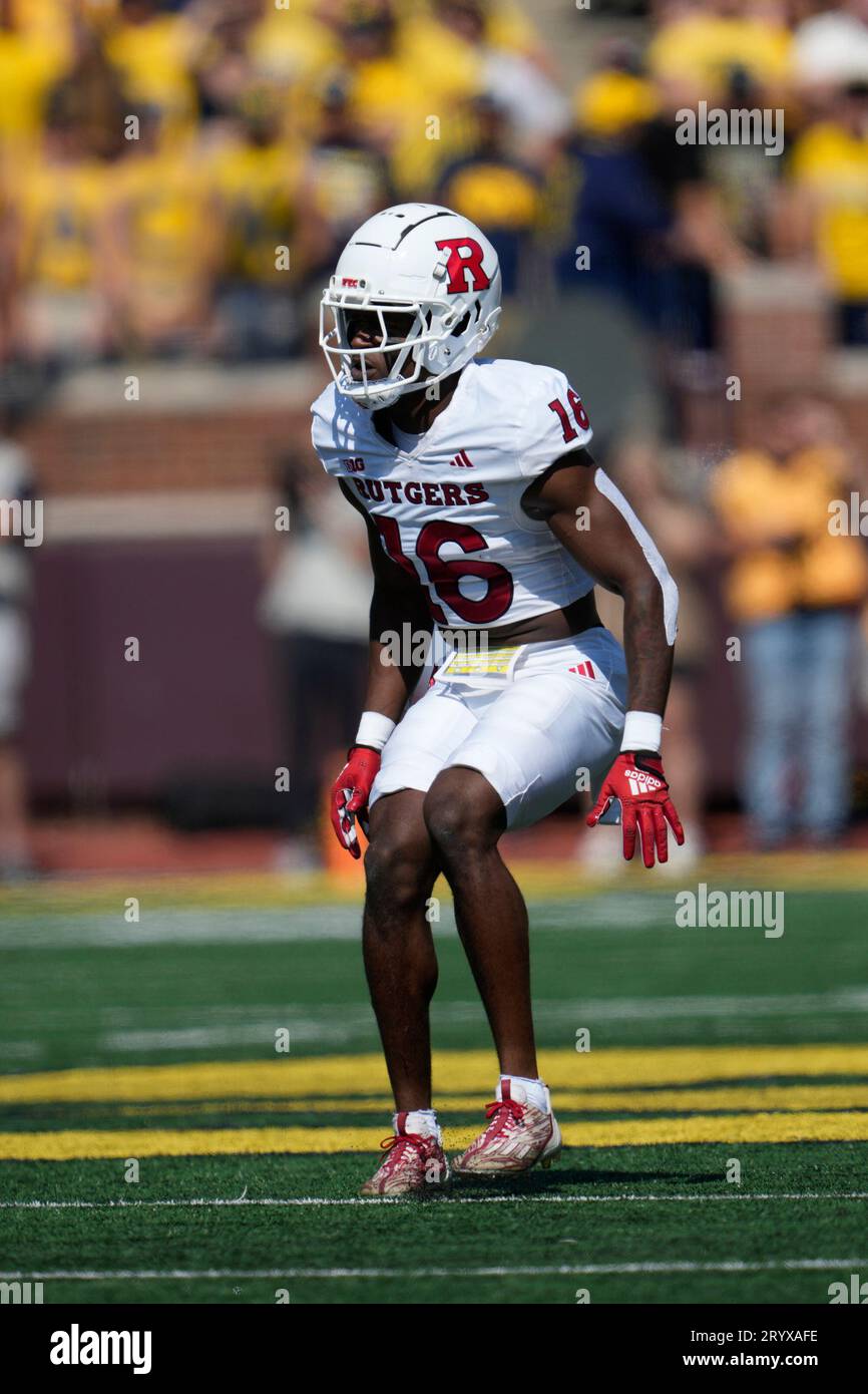 Rutgers defensive back Max Melton plays against Michigan in the first ...