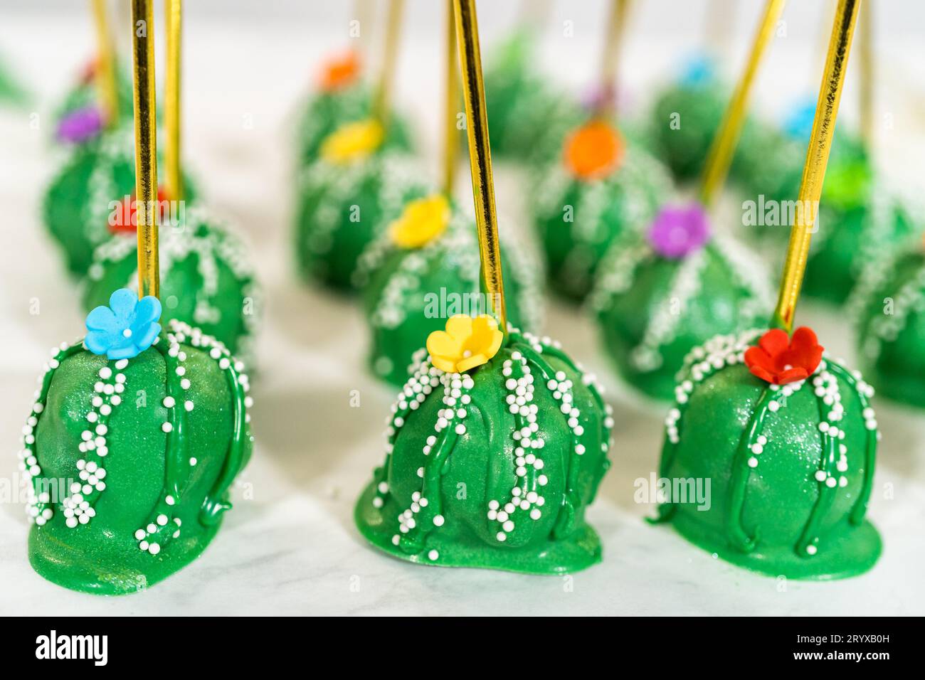 Delicious cactus cake pops for Cinco de Mayo celebration Stock Photo ...