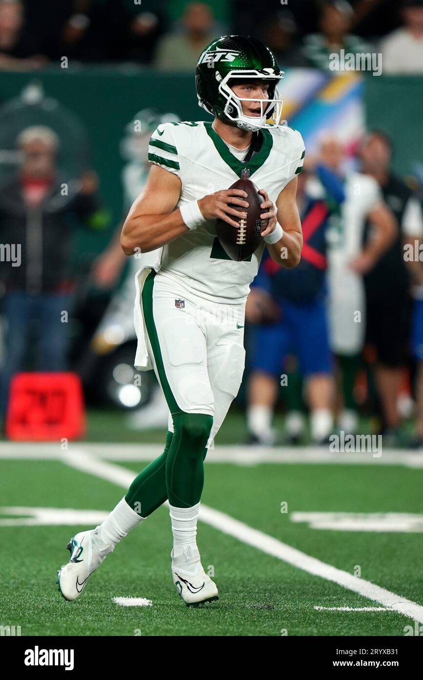 New York Jets quarterback Zach Wilson (2) during an NFL football game ...