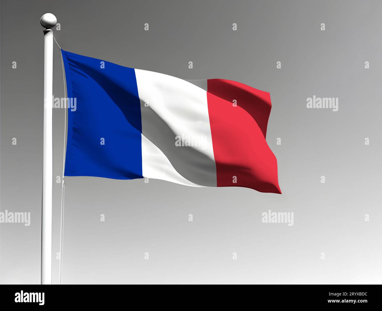France national flag isolated waving on gray background Stock Photo - Alamy