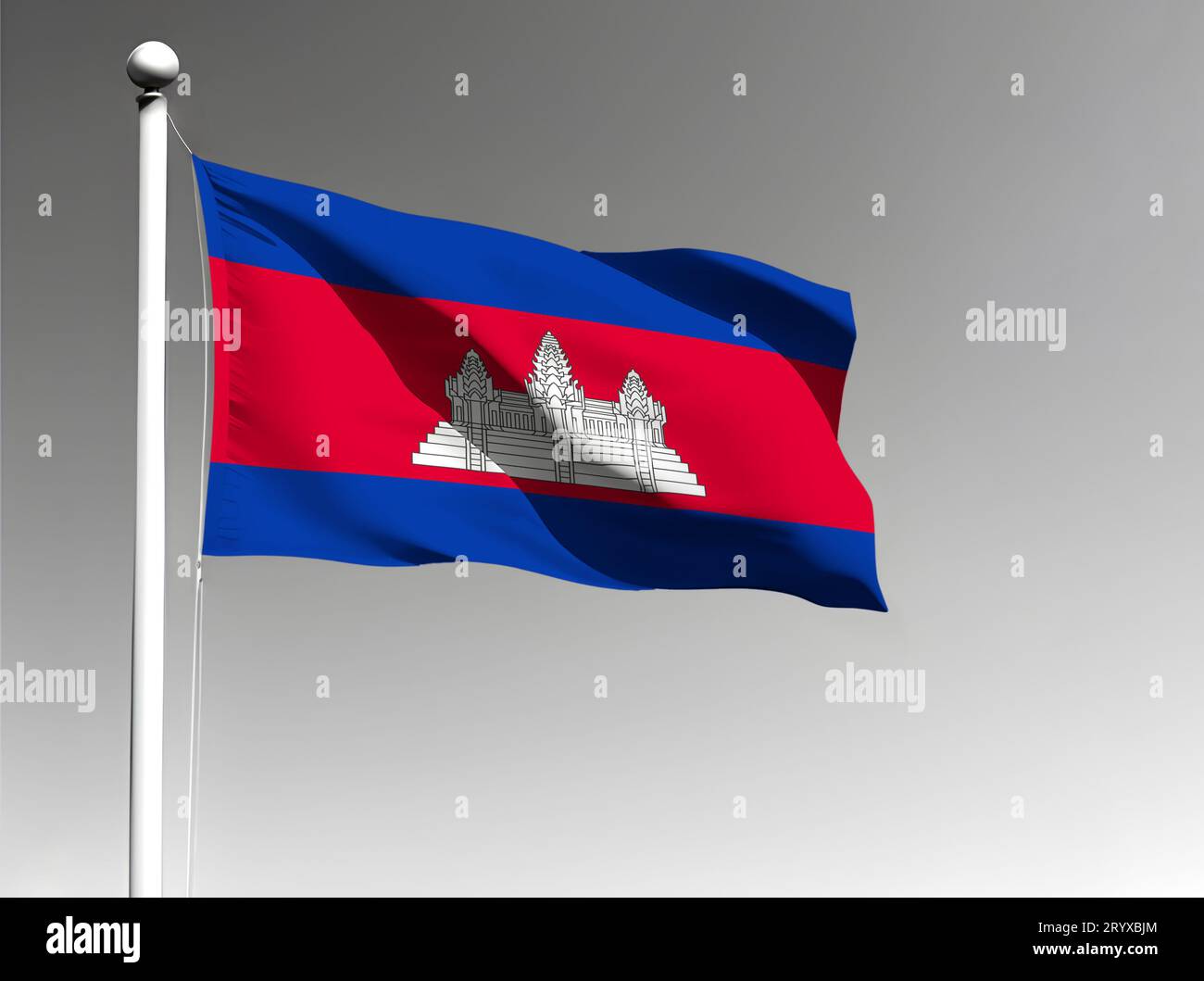 Cambodia national flag isolated waving on gray background Stock Photo ...