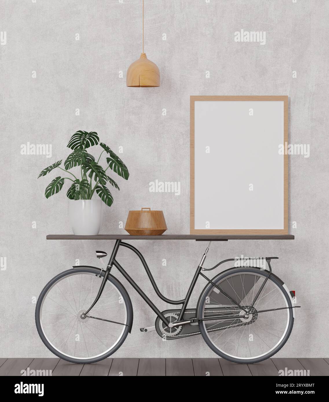 Loft style Living room and concrete wall and bicycle Stock Photo - Alamy