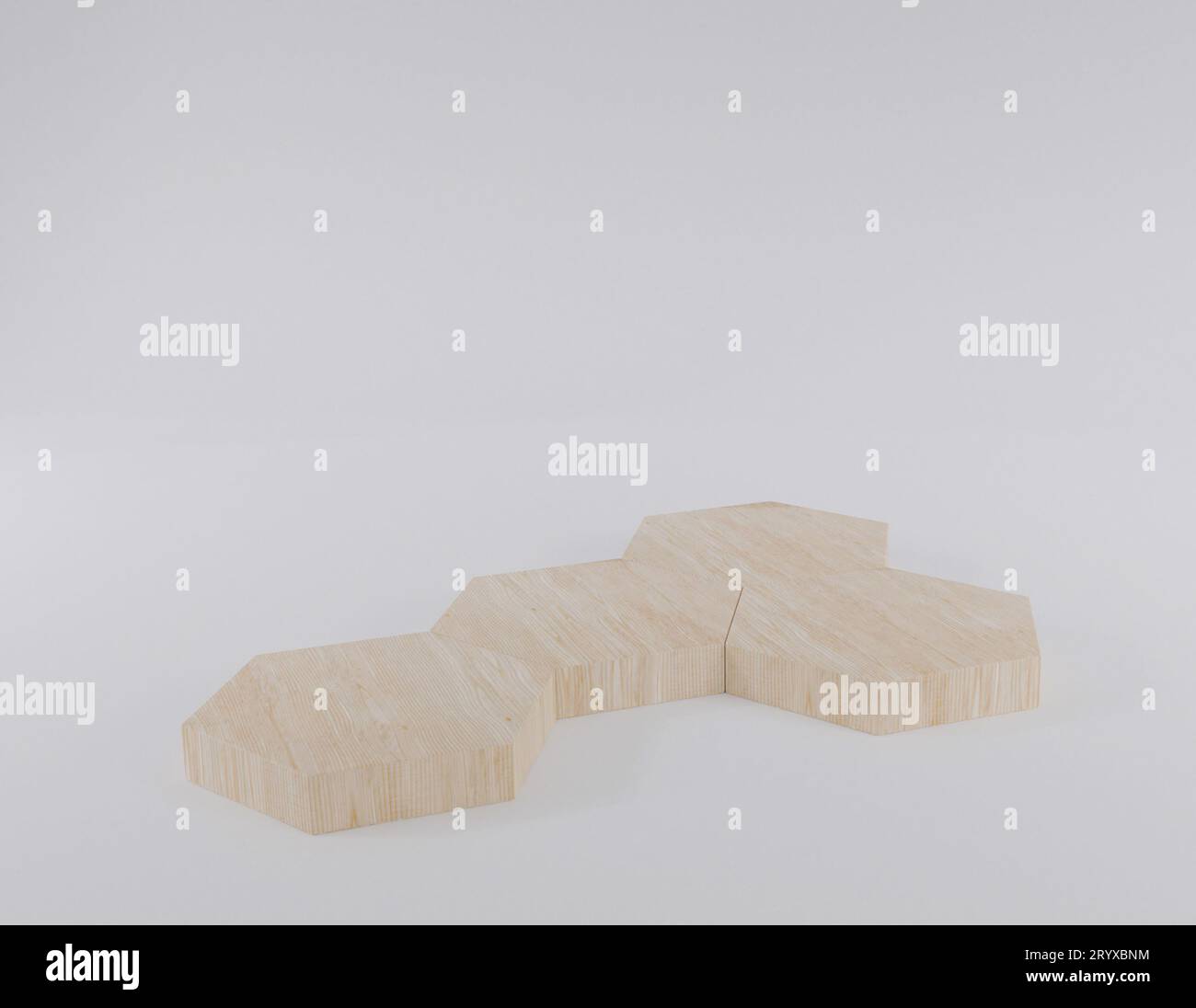 Hexagon podium for product and planting flowers Stock Photo - Alamy