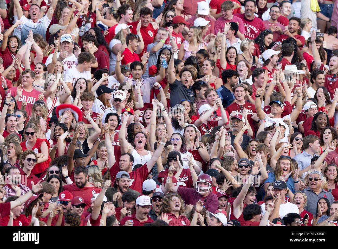 Oklahoma fans during the first half of an NCAA college football game ...