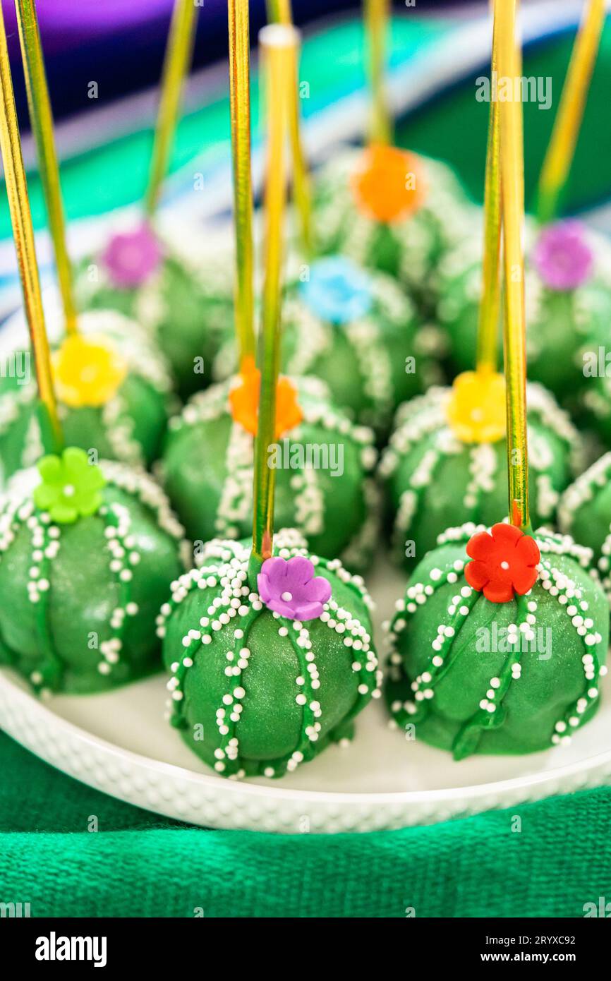 Delicious cactus cake pops for Cinco de Mayo celebration Stock Photo ...
