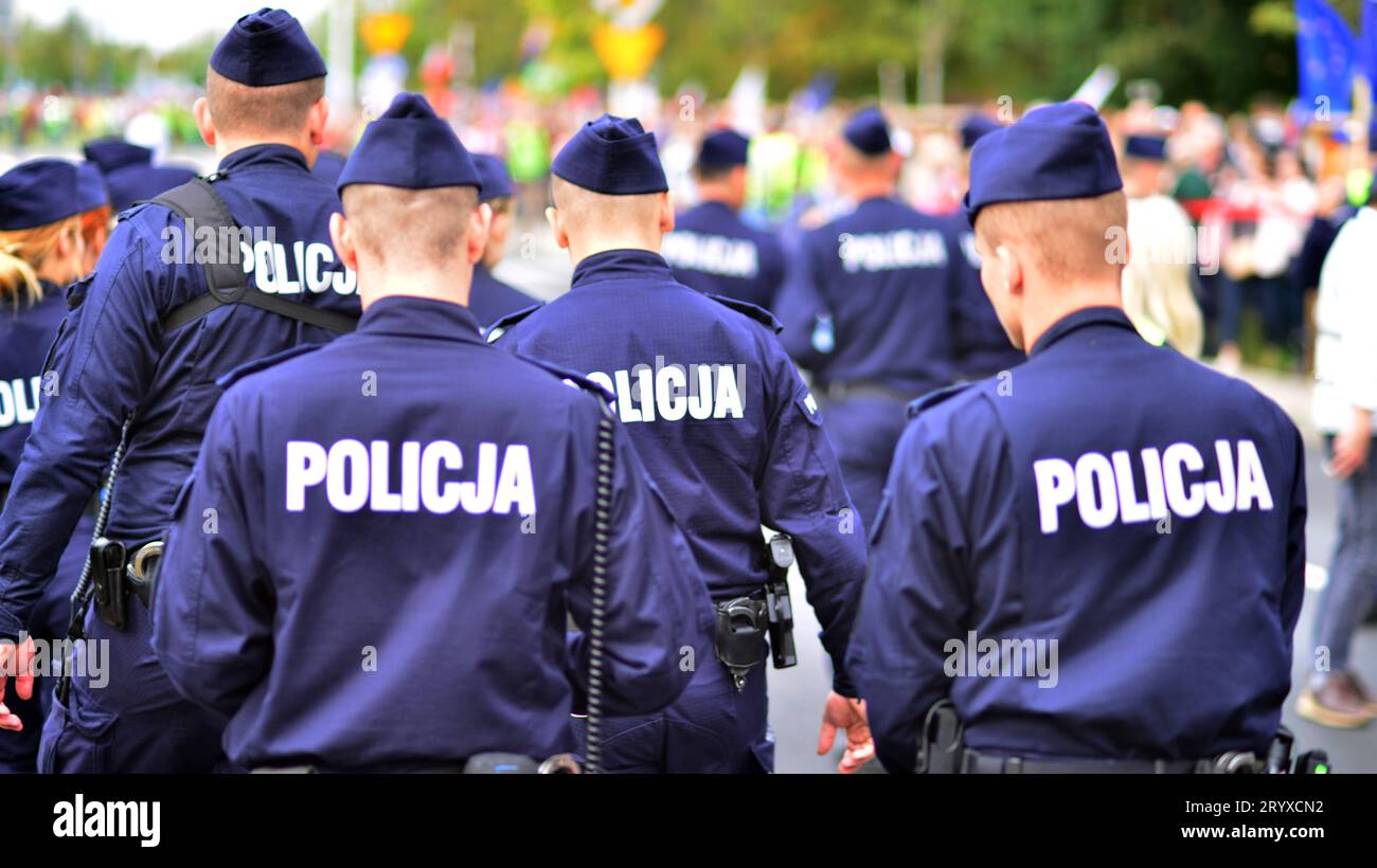 Warsaw, Poland. 1 October 2023. March of a Million Hearts. Police units ... Warsaw, Poland. 1 October 2023. March of a Million Hearts. Police units ...