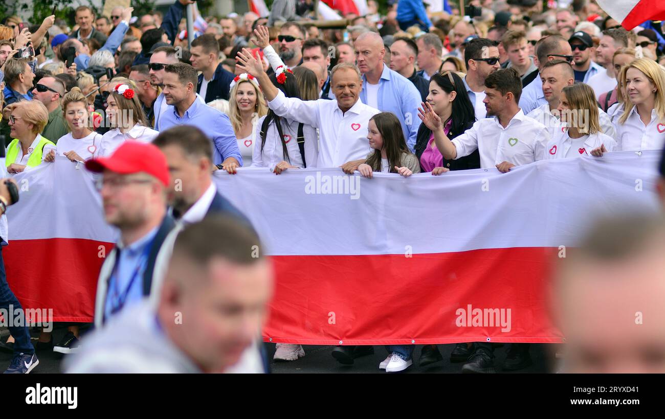 Warsaw, Poland. 1 October 2023. Donald Tusk during of in the biggest ...