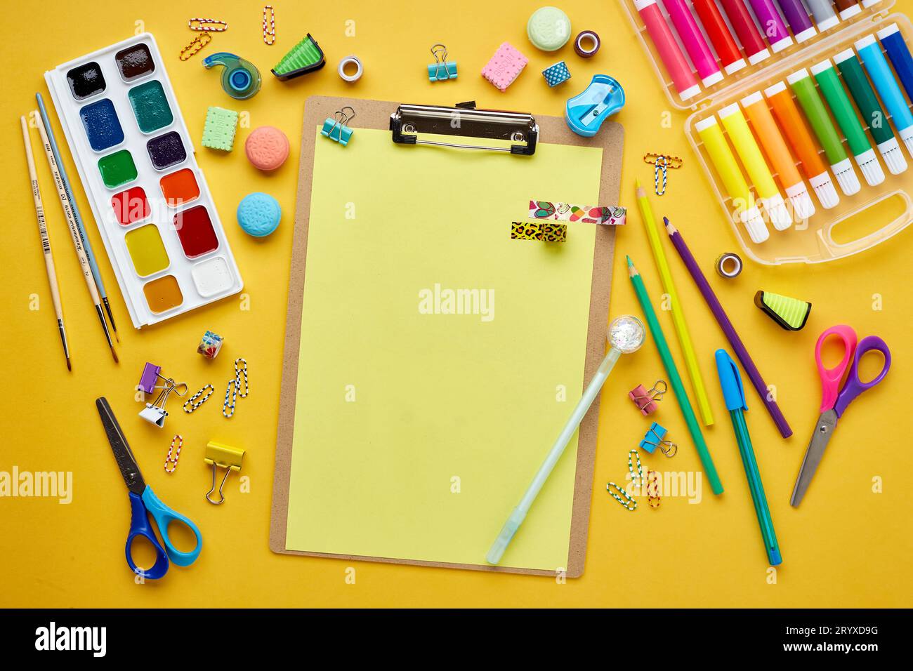 Flat lay school supplies hi-res stock photography and images - Alamy