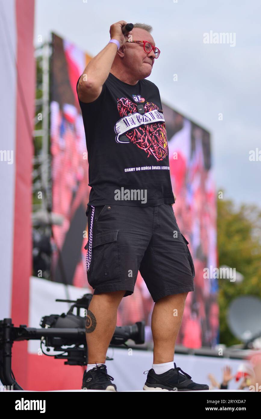 Warsaw Poland. October 1, 2023. Million Hearts March. On the stage at ...