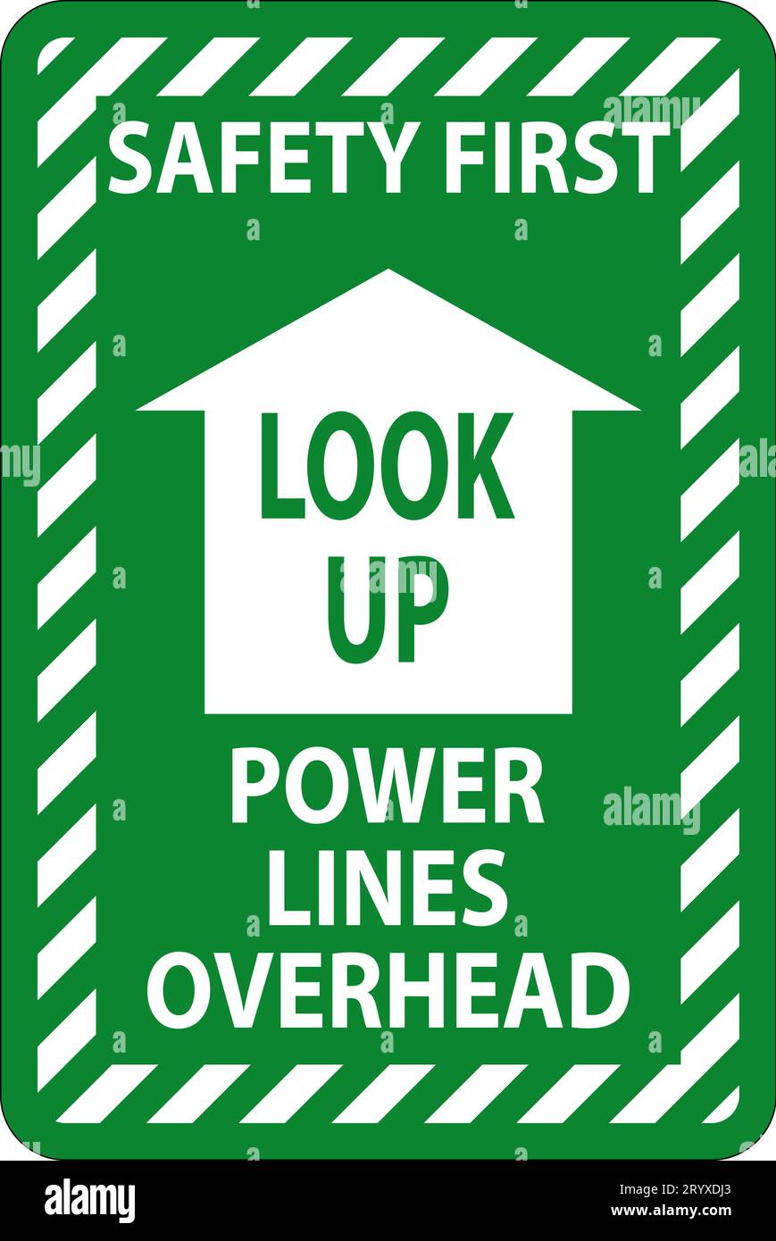 Electrical Safety Sign Caution Look Up, Power Lines Overhead Stock ...
