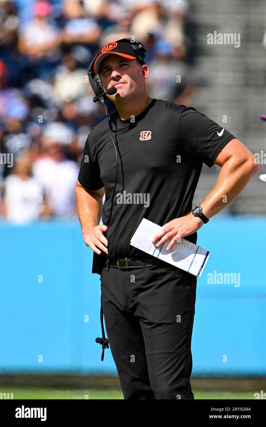 Cincinnati Bengals coach Zac Taylor against the Tennessee Titans during ...