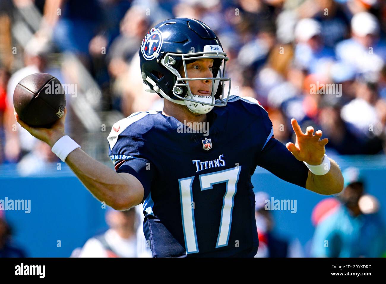 Tennessee Titans quarterback Ryan Tannehill (17) during an NFL football ...