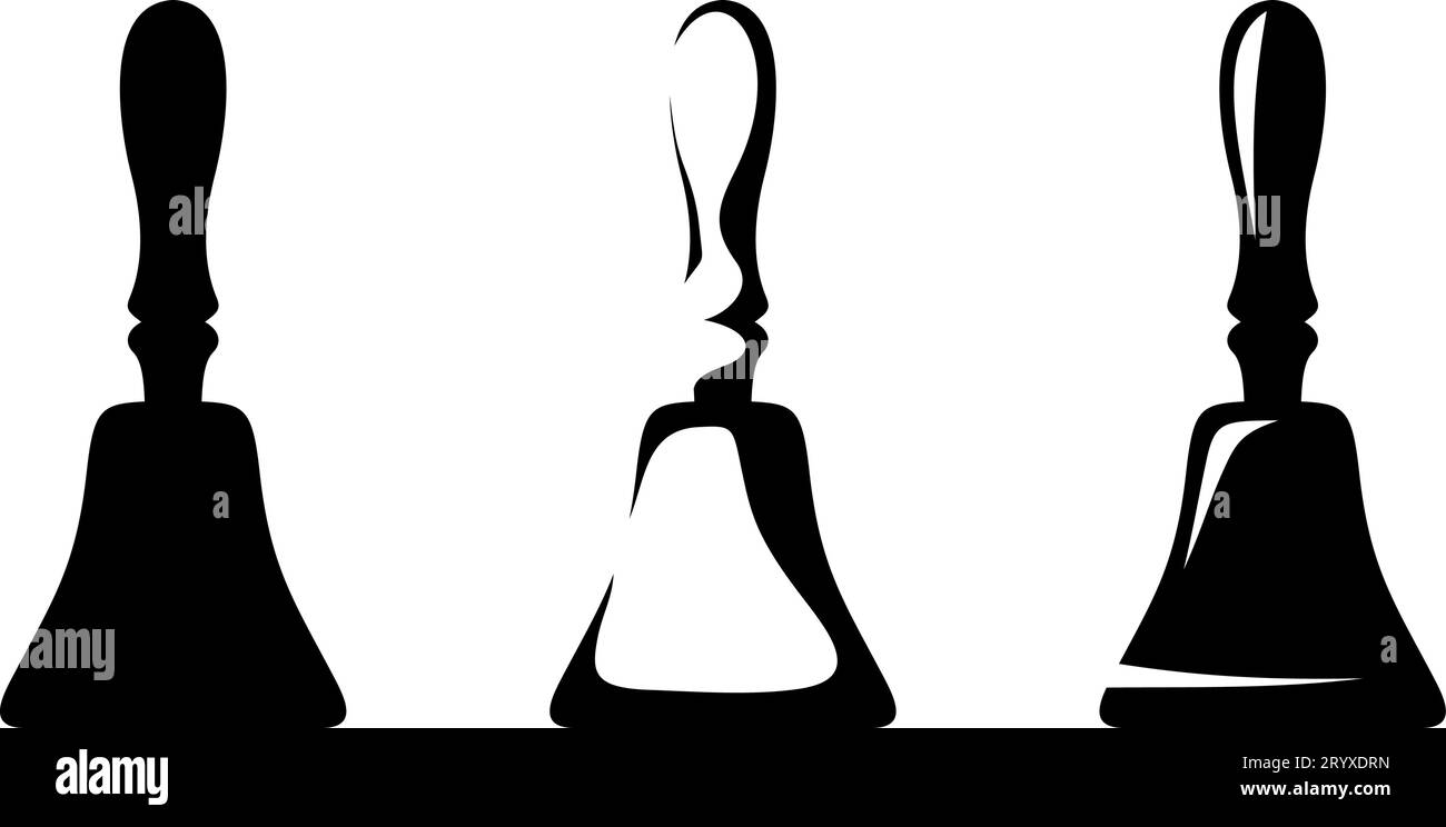 Handbells. Black silhouettes of bells isolated on a white background ...