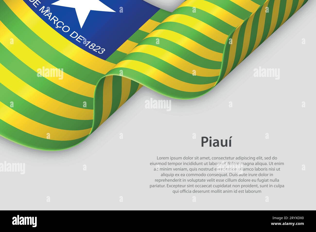 3d ribbon with flag Piaui. Brazilian state. isolated on white ...
