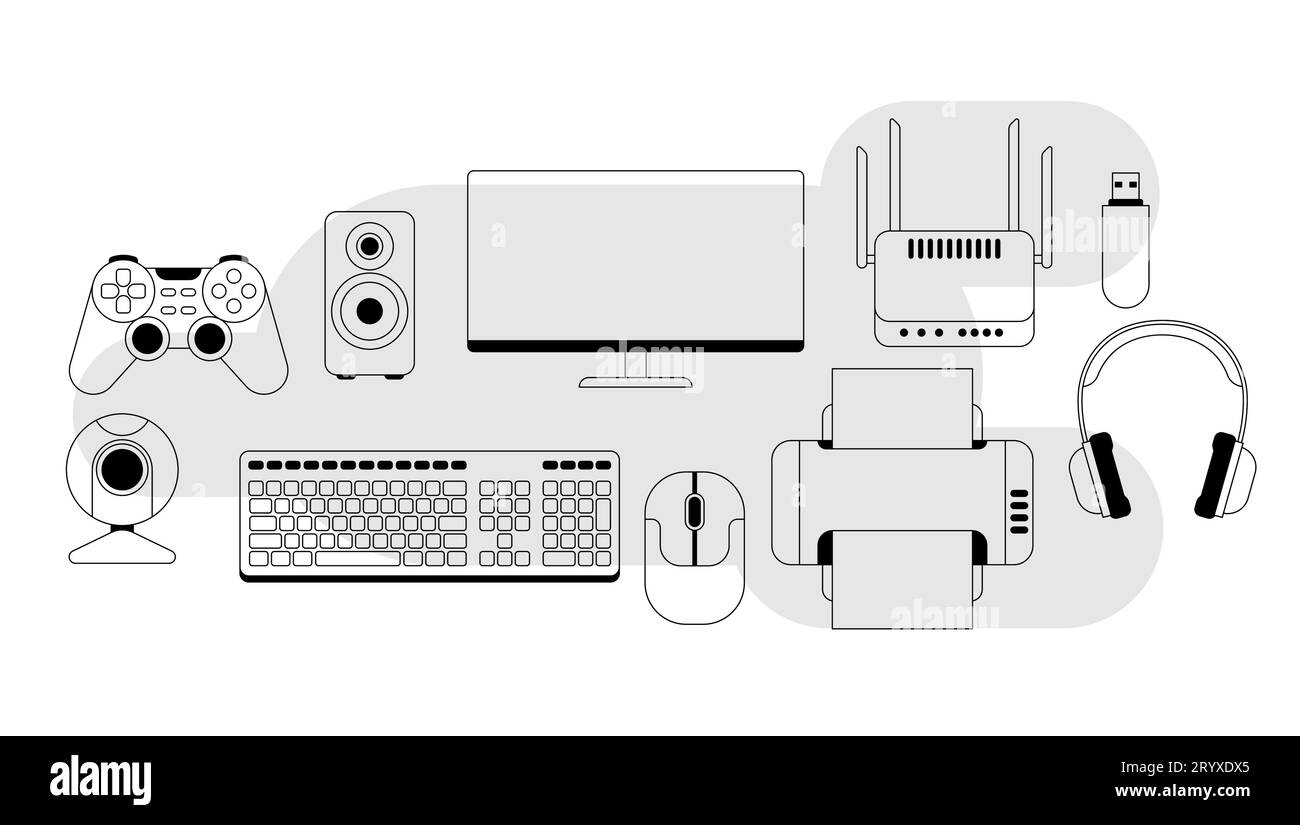 Computer accessories Black and White Stock Photos & Images - Alamy