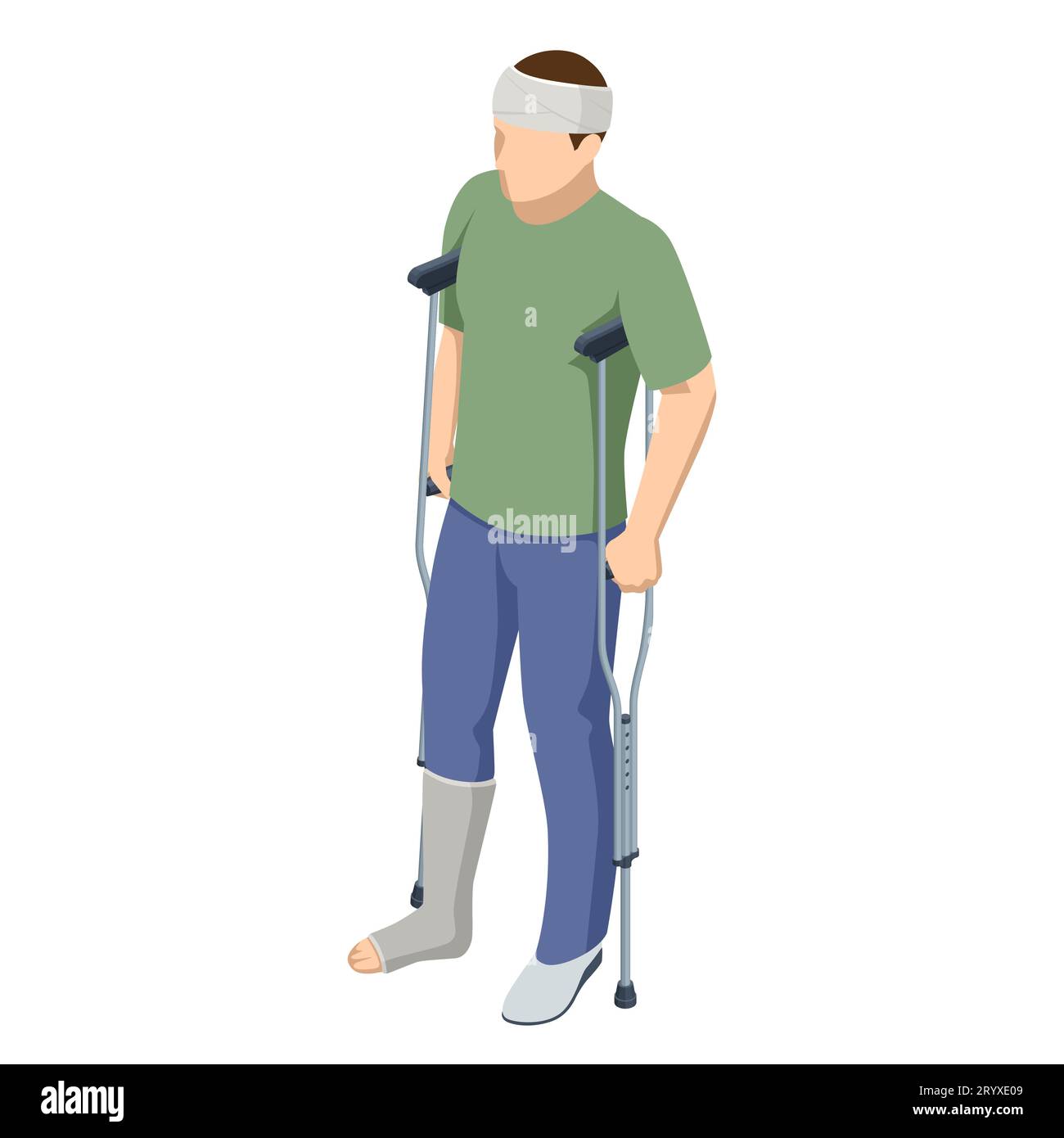 Man has broken leg in a plaster cast Cut Out Stock Images & Pictures ...