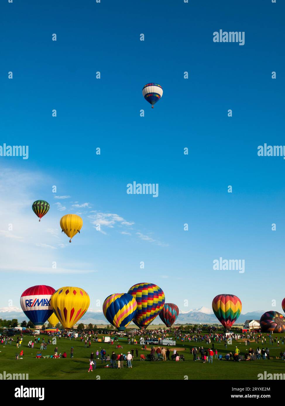 Hot air balloon green grass hi-res stock photography and images - Alamy