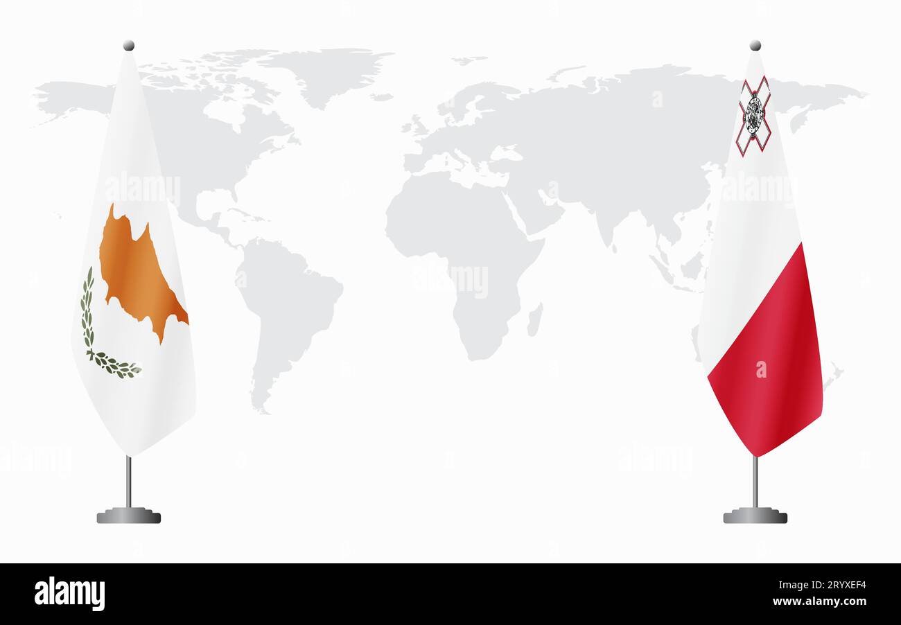 Republic of Cyprus and Malta flags for official meeting against ...