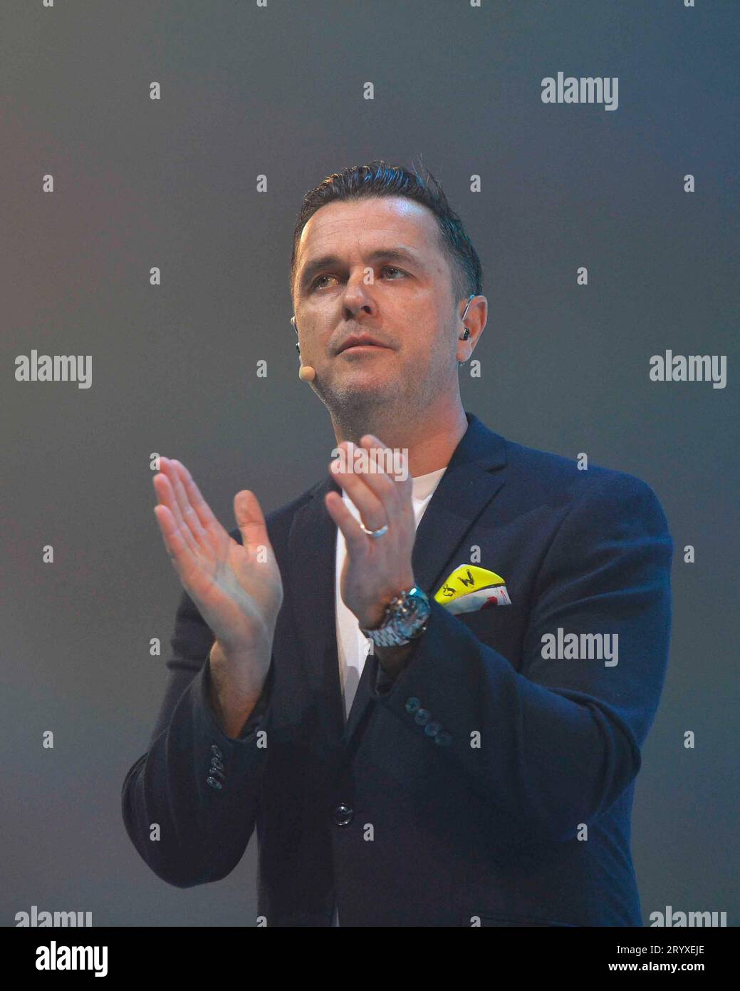 Radio DJ Pete Snodden at the SSE Arena, Belfast, during the One young ...