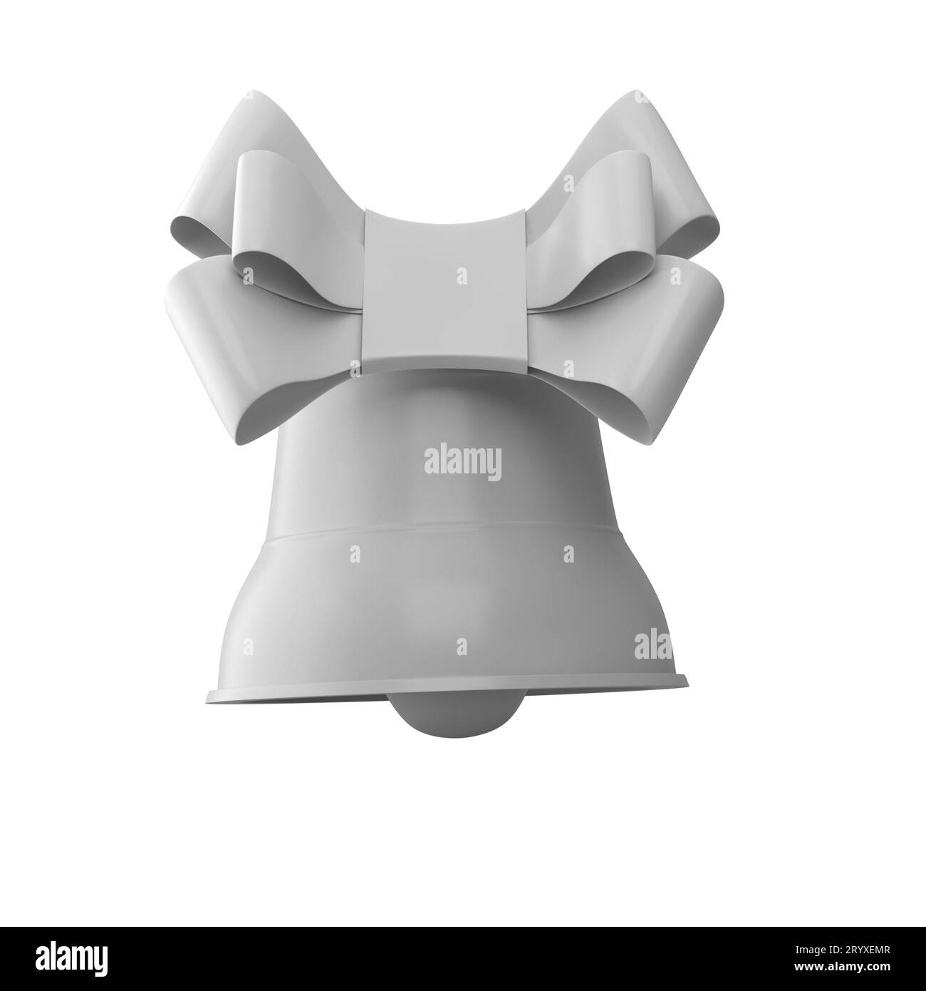 Gray cartoon styled christmas bell with bow isolated on white ...