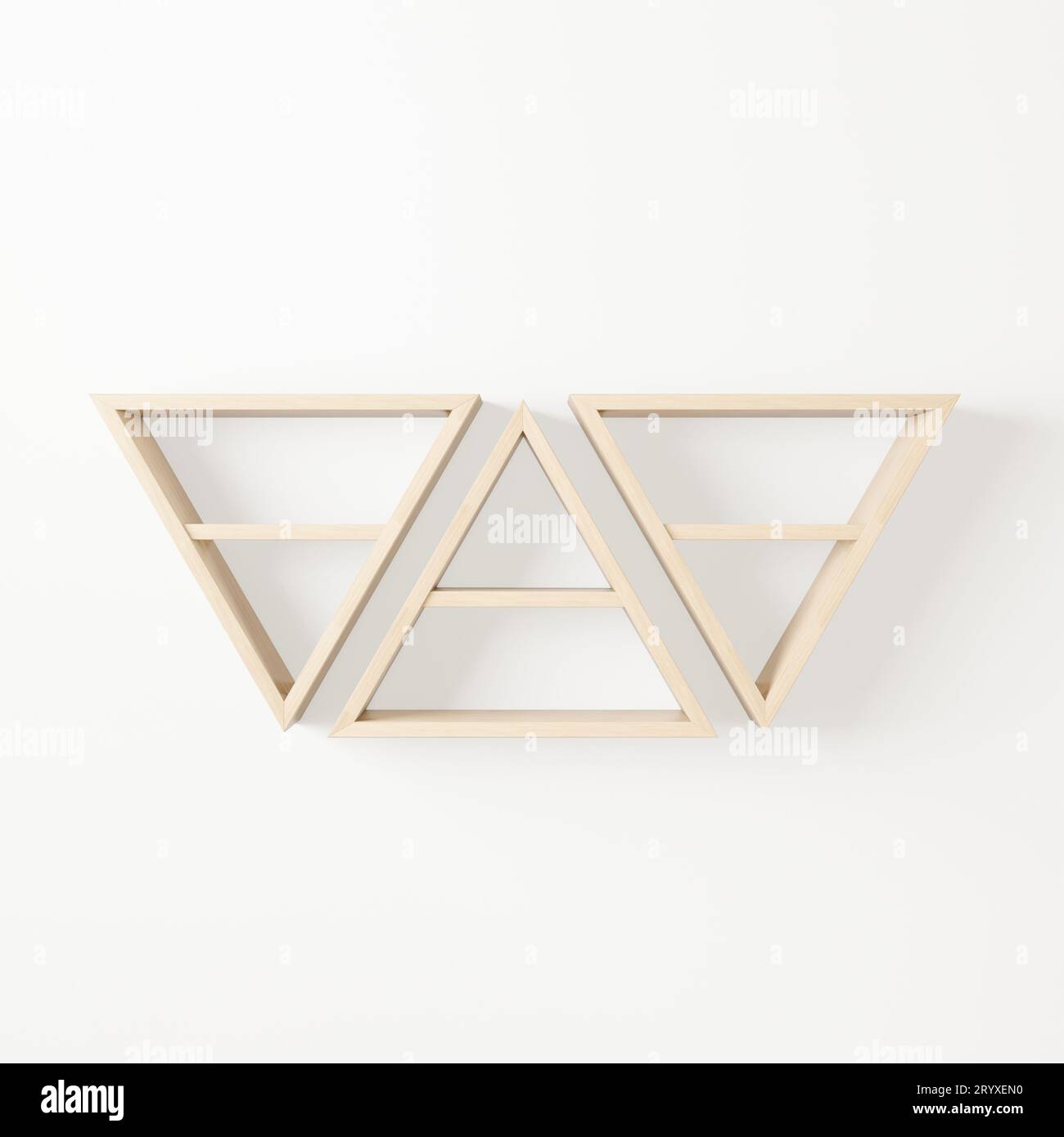 Wooden triangle shelf little tree Stock Photo - Alamy