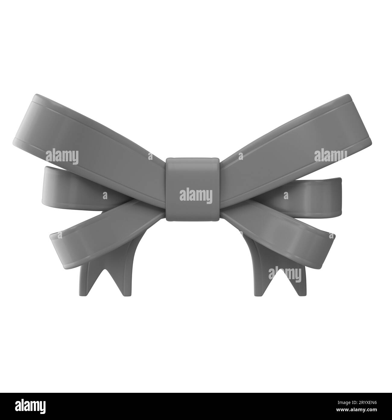 Gray ribbon bow isolated on white background. 3d rendering Stock Photo ...
