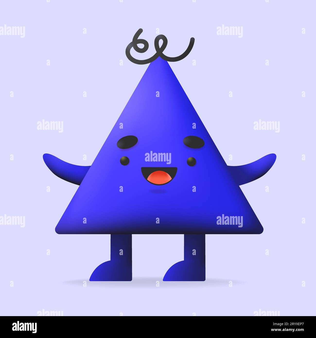 Funny 3D geometric triangle shape with happy emoji Stock Vector Image ...