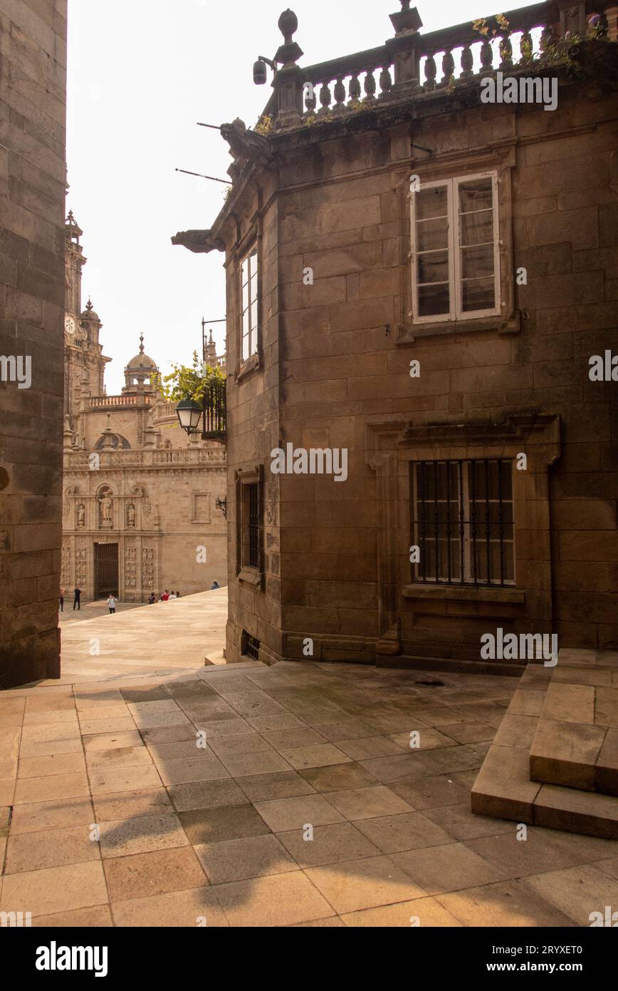In the streets of Santiago de Compostela. Buildings of several ...