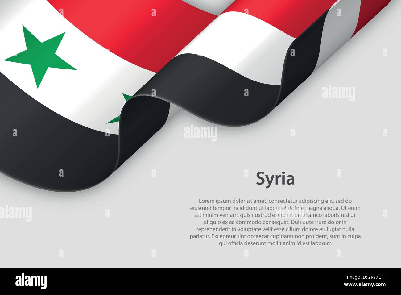 3d ribbon with national flag Syria isolated on white background with copyspace Stock Vector ...