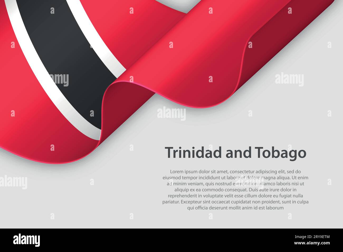 3d ribbon with national flag Trinidad and Tobago isolated on white background with copyspace ...