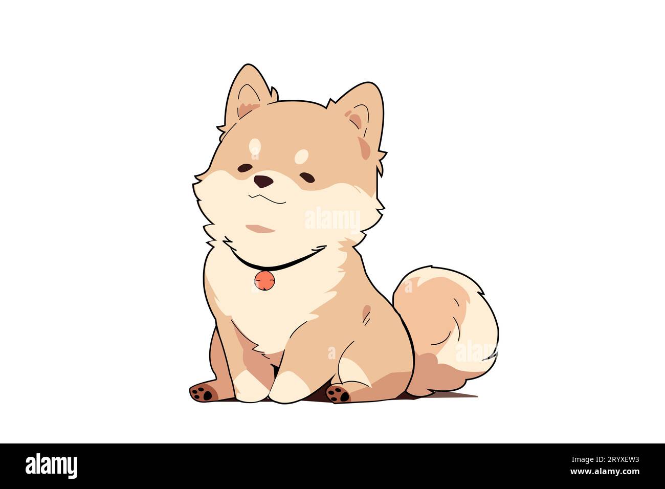 Cute little puppy dog sitting, cute comic doggy cartoon for kids ...