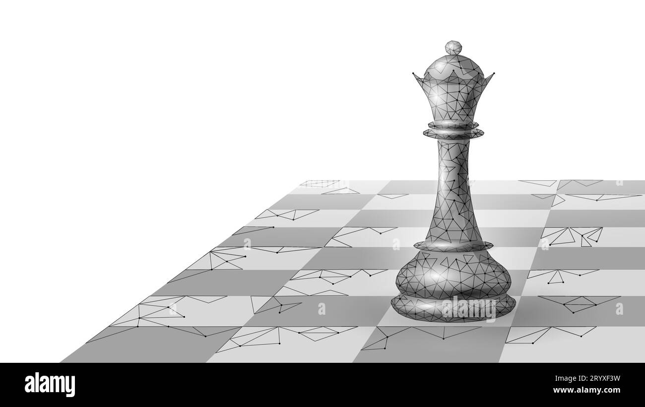 3D chess king silhouette drawing. Polygonal play strategy game graphic ...