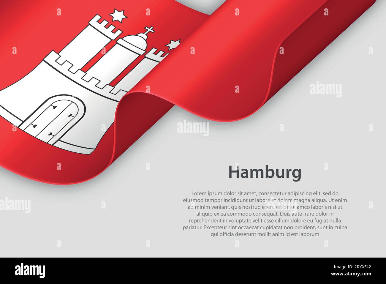 3d ribbon with flag Hamburg. German state. isolated on white background ...