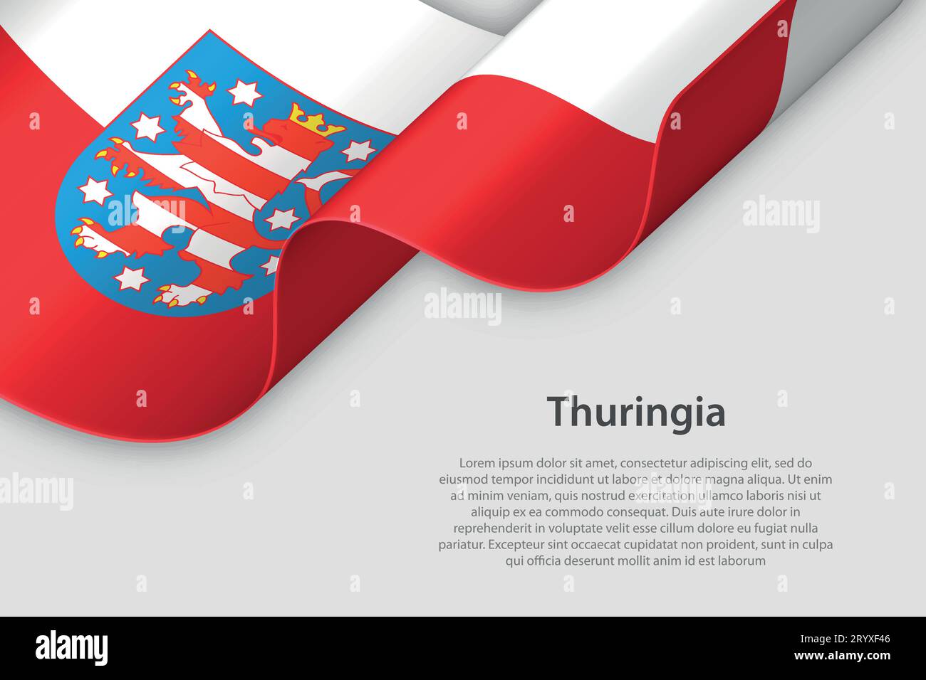 3d ribbon with flag Thuringia. German state. isolated on white ...