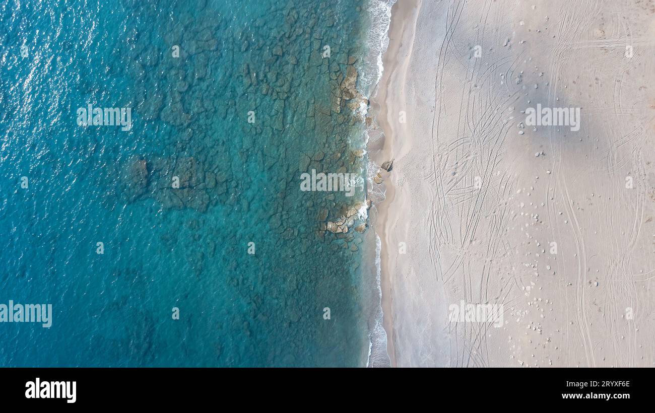 Gazipasa, sea beach, cliffs, turquoise colour and waves. Koru beach ...