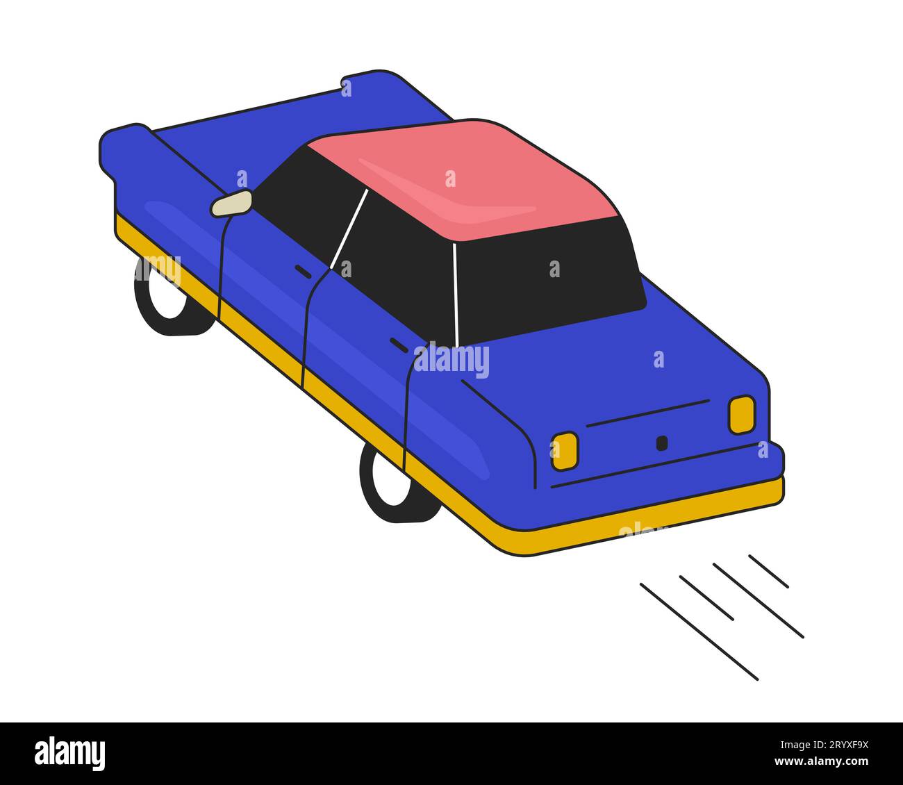 Old car rushing forward 2D linear cartoon object Stock Vector Image ...