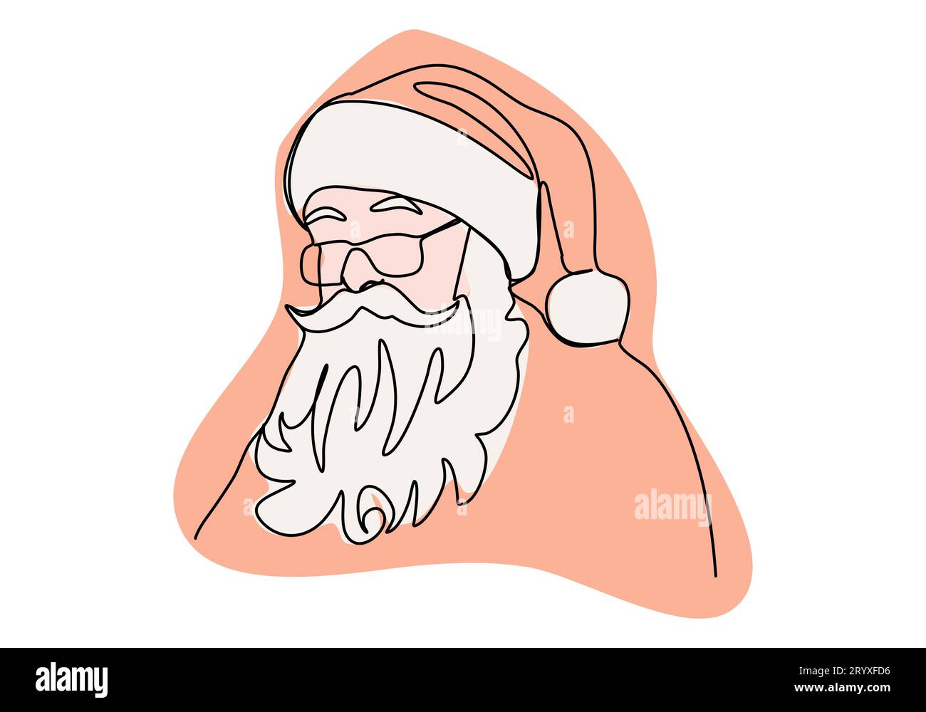Santa Claus one line drawing, vector illustration Stock Vector Image ...