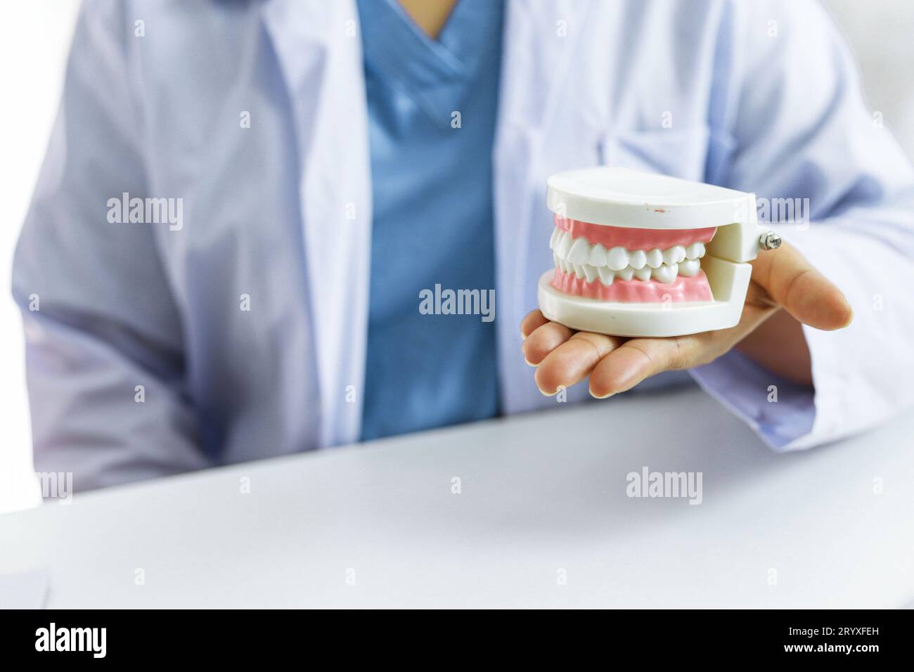 Dentist examining a patient teeth medical treatment at the dental ...
