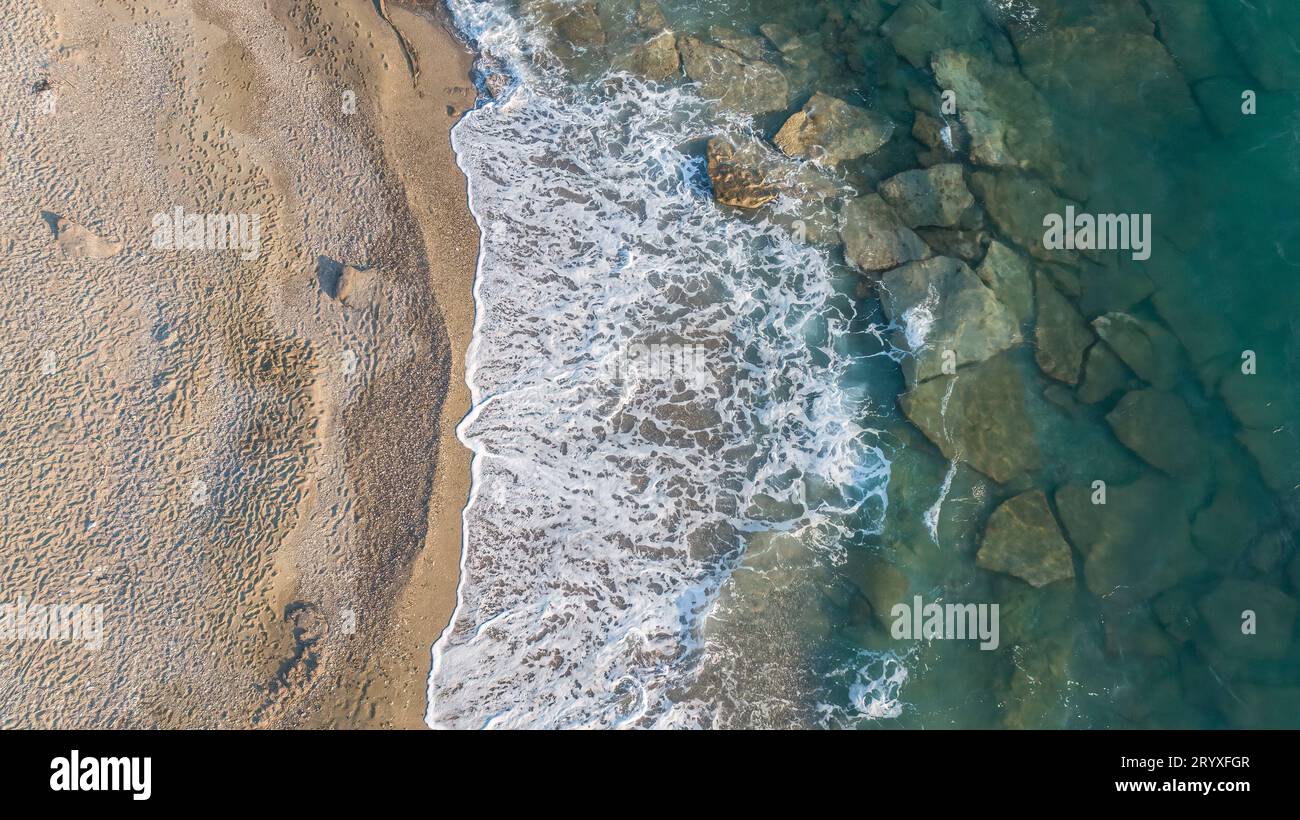 Gazipasa, sea beach, cliffs, turquoise colour and waves. Koru beach ...